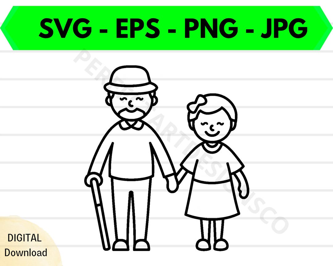 Grandpa and Grandma Outline Svg, Grandpa and Grandma Cricut Cutfile ...