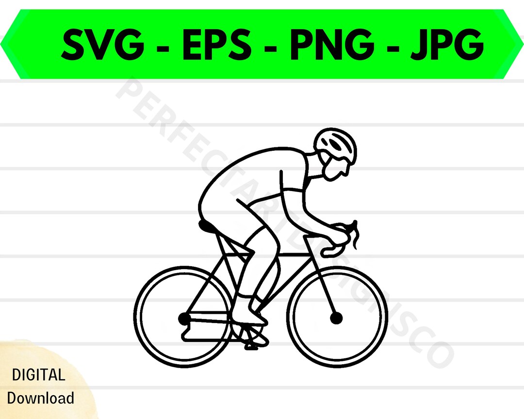 Bicycle Rider Outline Svg File, Bicycle Rider Cutting Svg File for ...