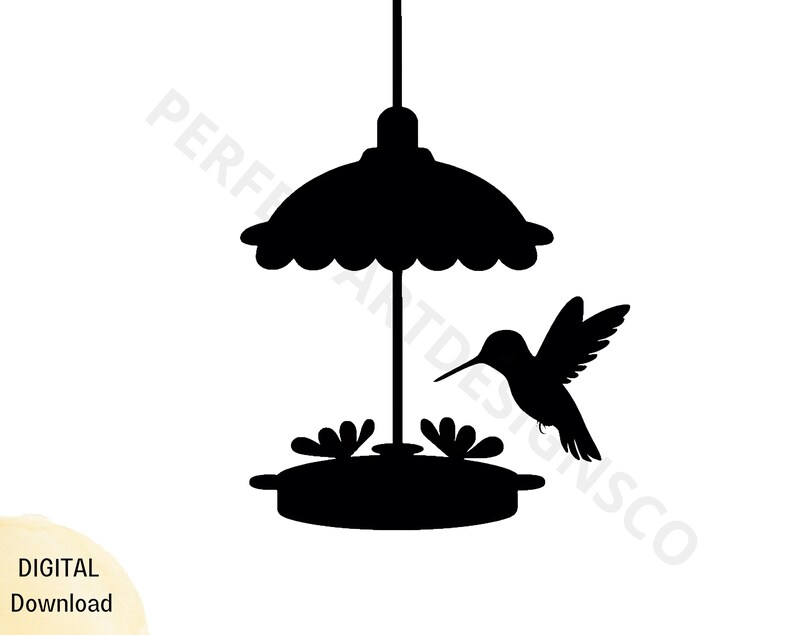 Hummingbird Feeder Silhouette Svg File, Hummingbird Feeder Outline ...