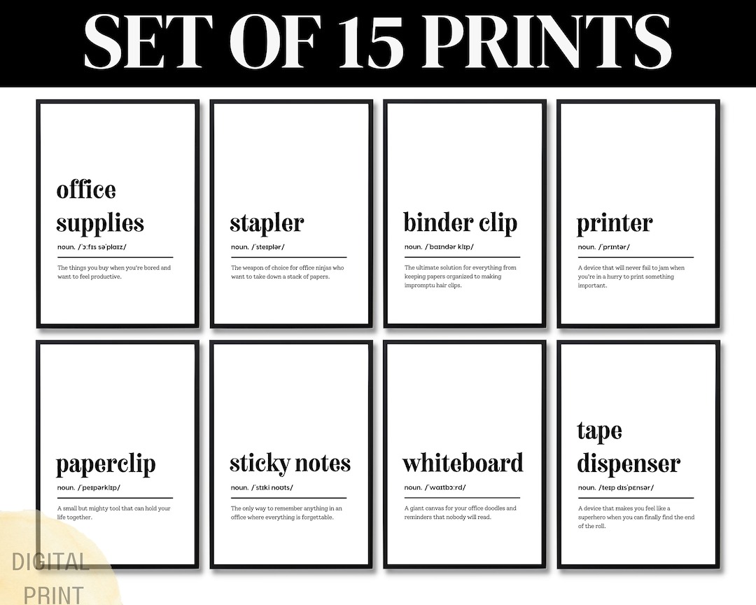 Office Humor Printable Set of 15, Witty Work Quotes Wall Art, Perfect ...