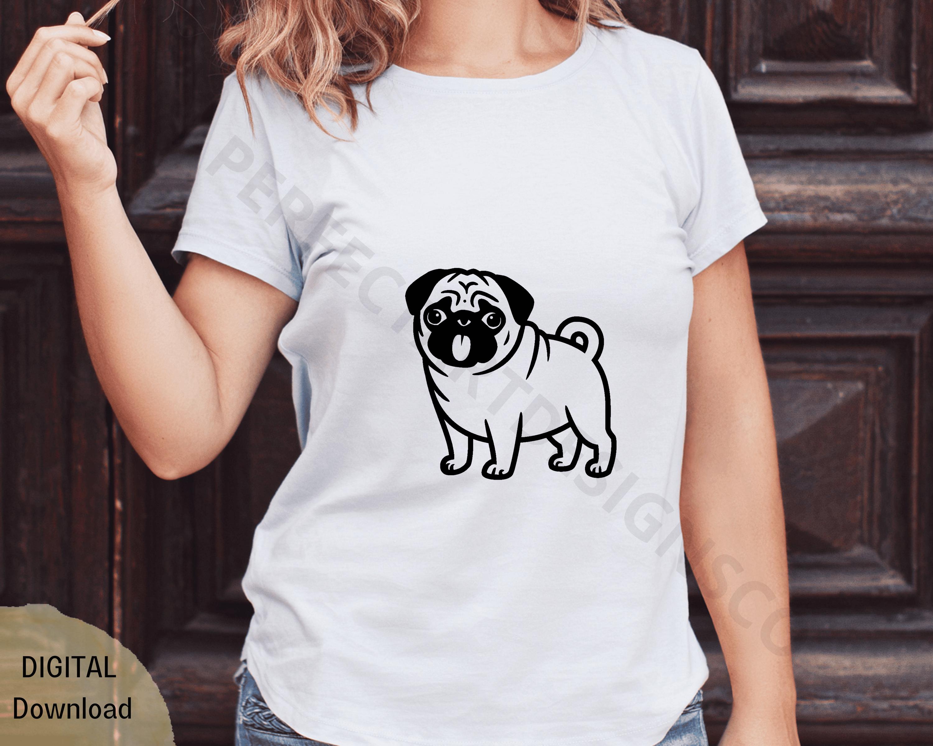 Pug Outline Svg, Pug Clipart, Pug Svg for Shirt, Svg File for Cricut ...
