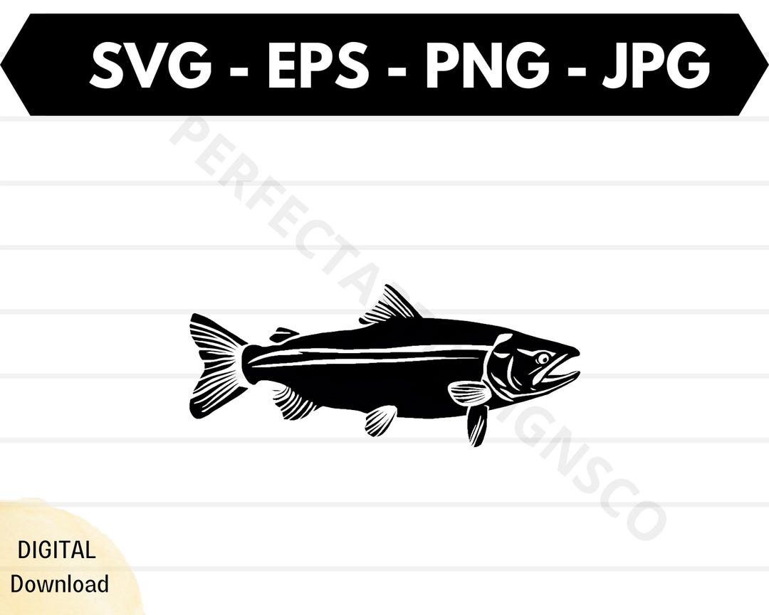 Atlantic Salmon Silhouette Svg File, Atlantic Cutting Svg File for ...