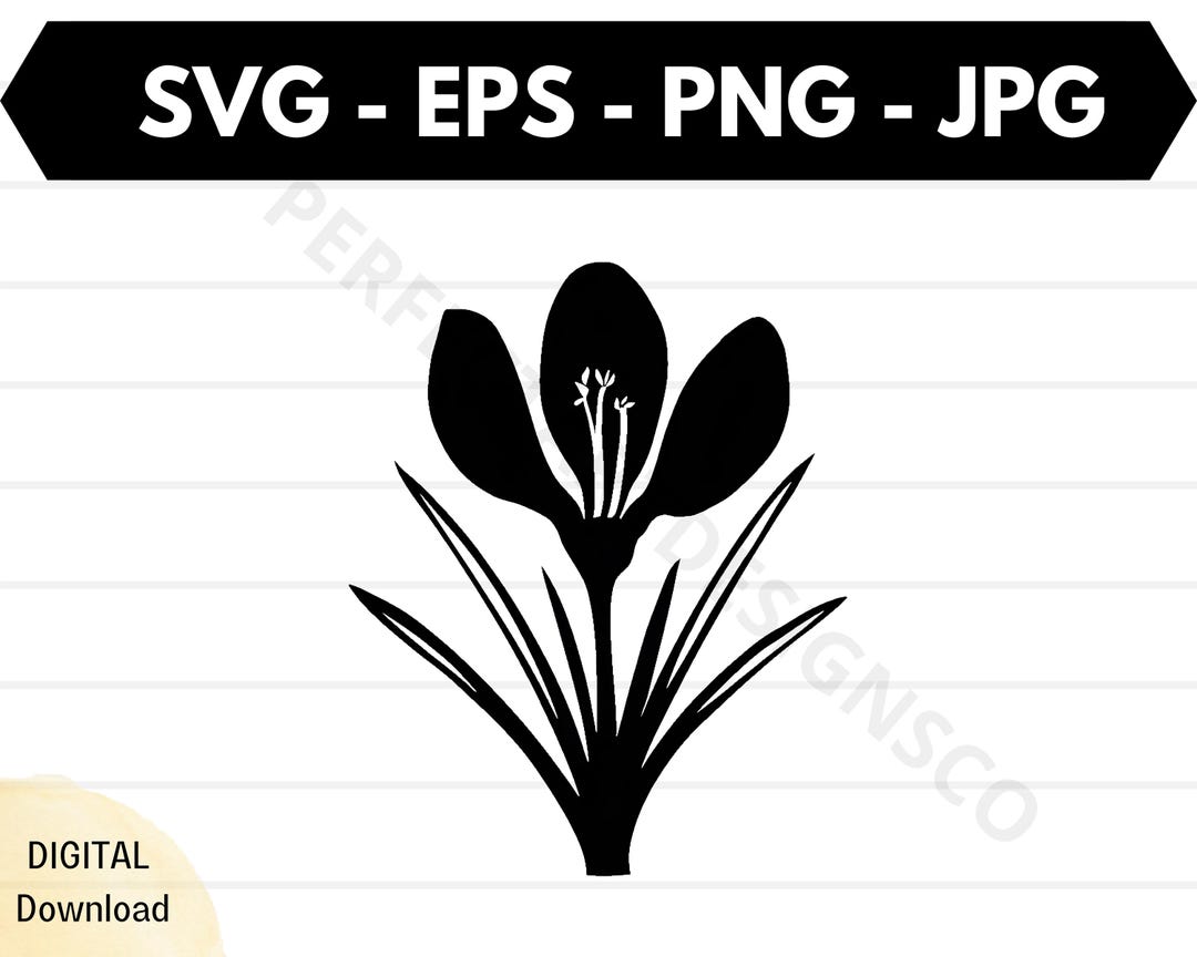 Crocus Flower Silhouette Svg File, Crocus Flower Cutting Svg File for ...