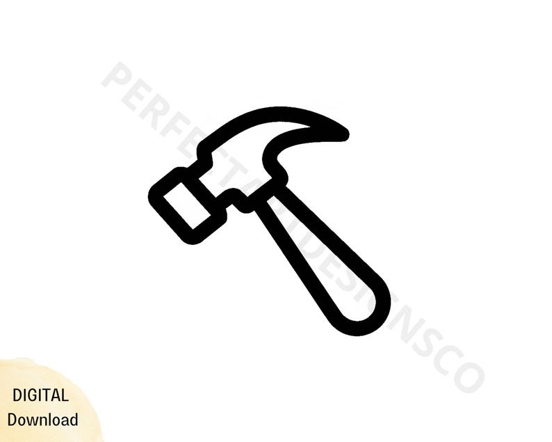 Hammer Outline Svg File, Hammer Cutting Svg File for Cricut, Hammer Clipart Svg, Hammer Vector ...