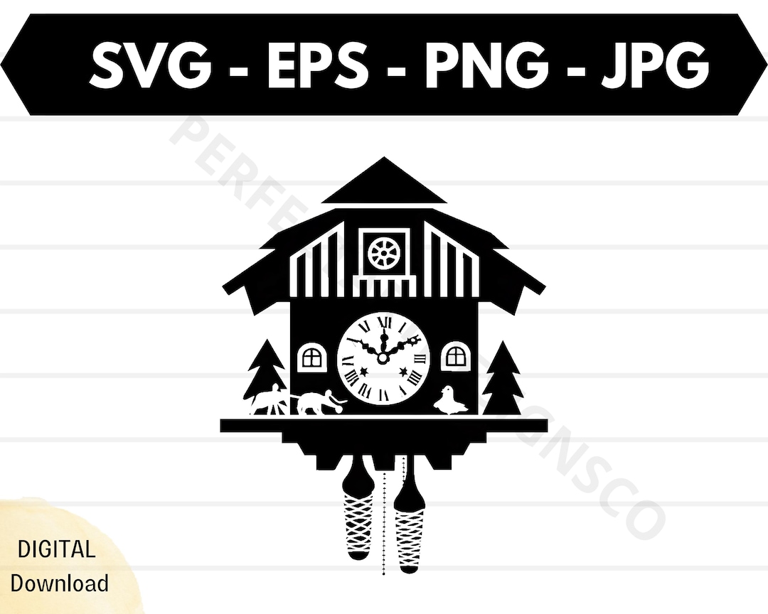 Cuckoo Clock Silhouette Svg File, Cuckoo Clock Outline Clipart Svg ...