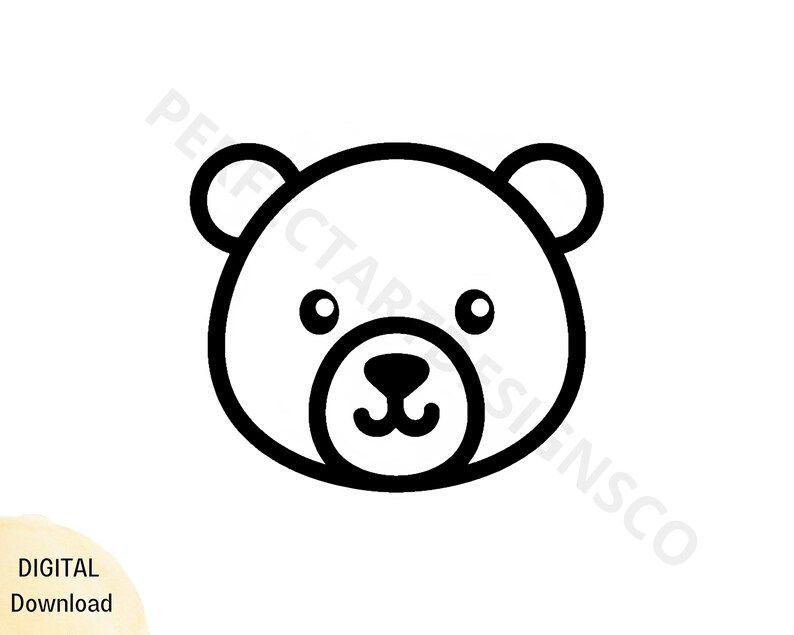 Bear Face Outline Svg File, Bear Face Cutting Svg File for Cricut, Bear ...