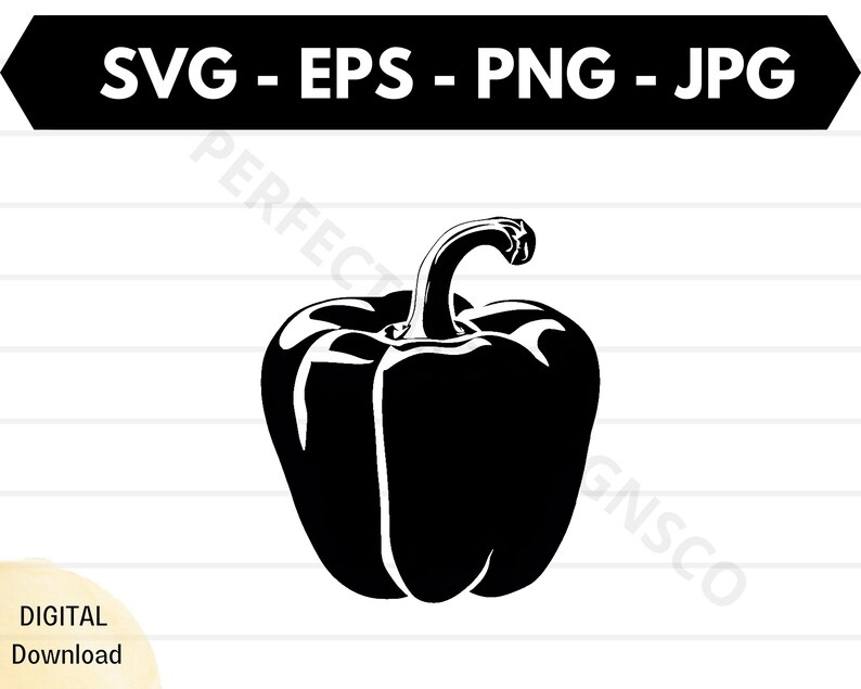 Bell Pepper Silhouette Svg File, Bell Pepper Cutting Svg File for ...