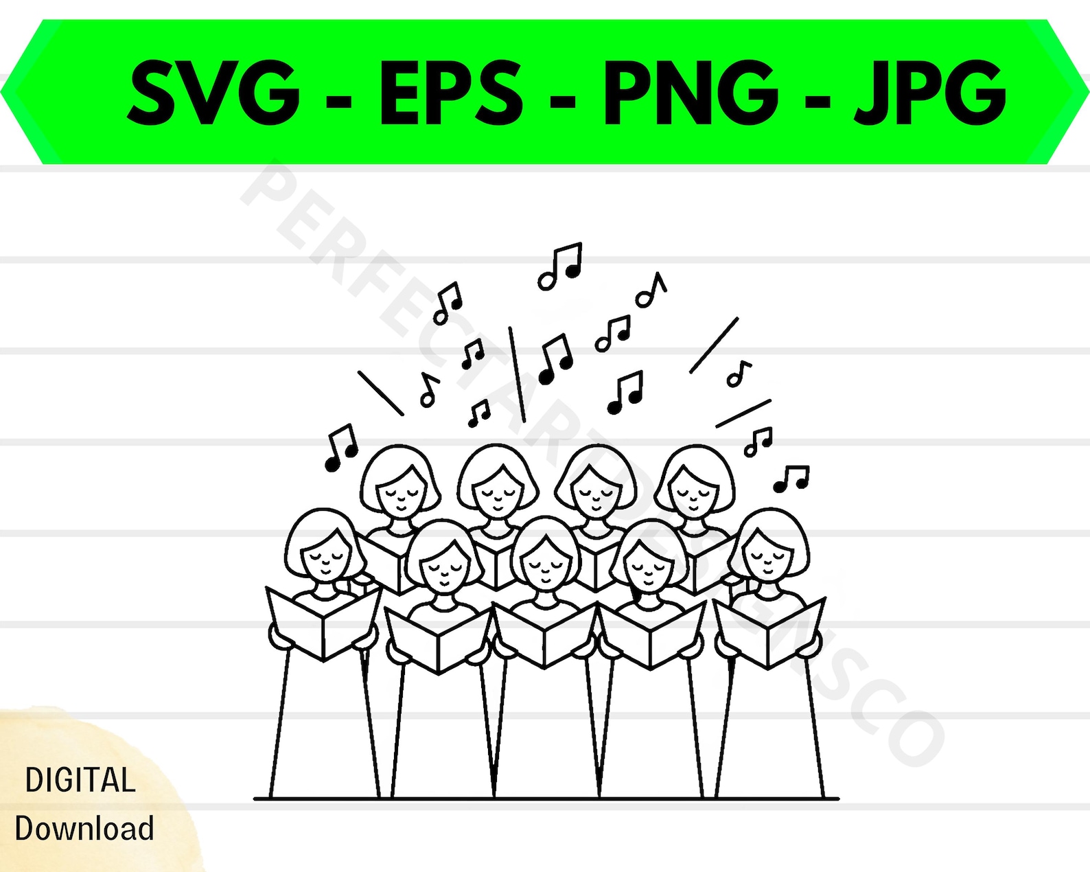 Singing Choir Outline Svg, Singing Choir Cricut Cutfile, Singing Choir ...