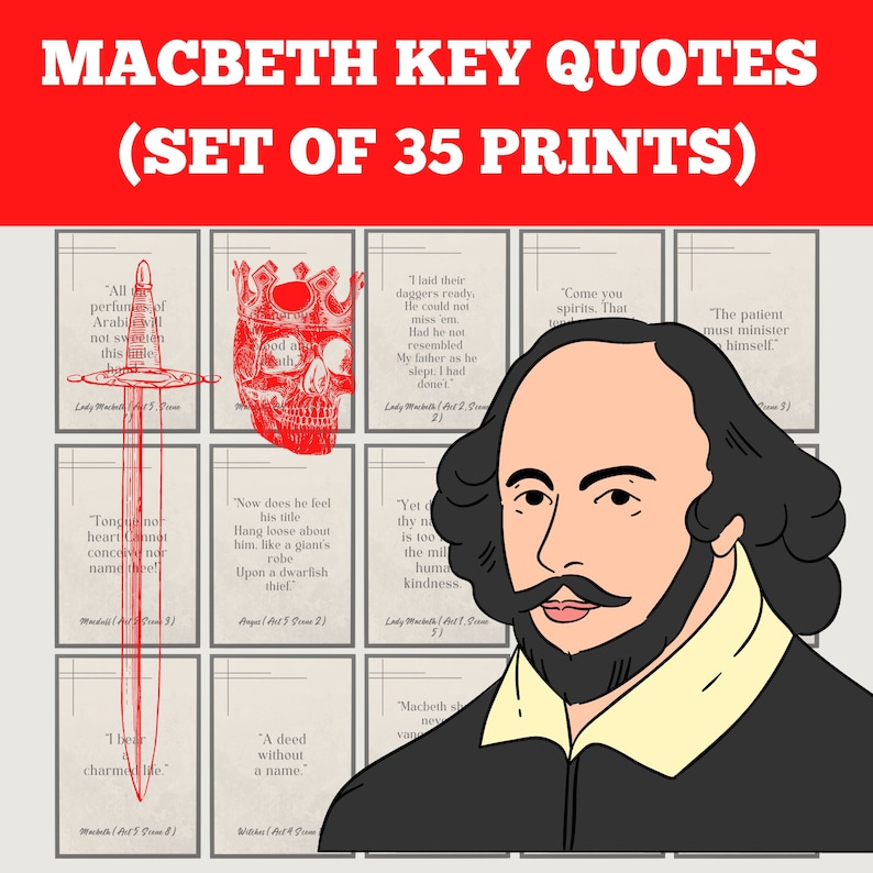 Macbeth Quotes English Classroom Decor, Set of 35 Quotes, Shakespeare ...