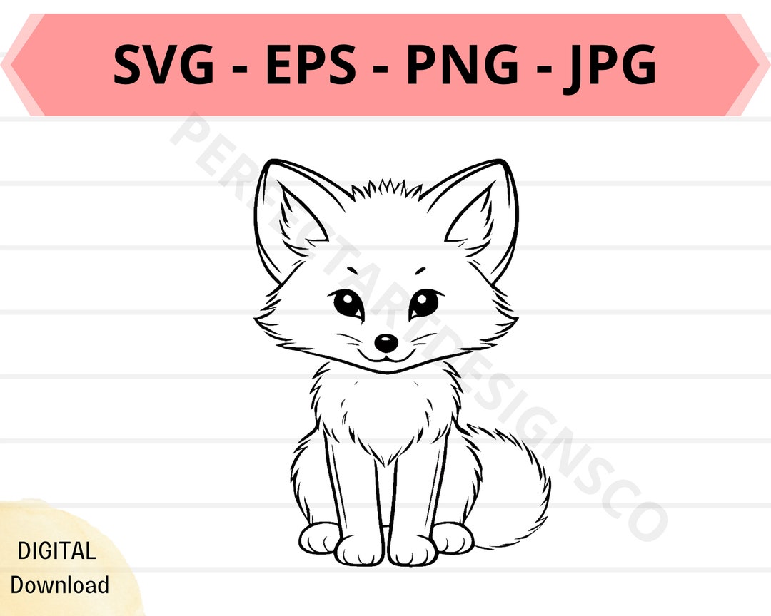Cute Arctic Fox Svg File, Arctic Fox Outline Svg, Arctic Fox Clipart ...