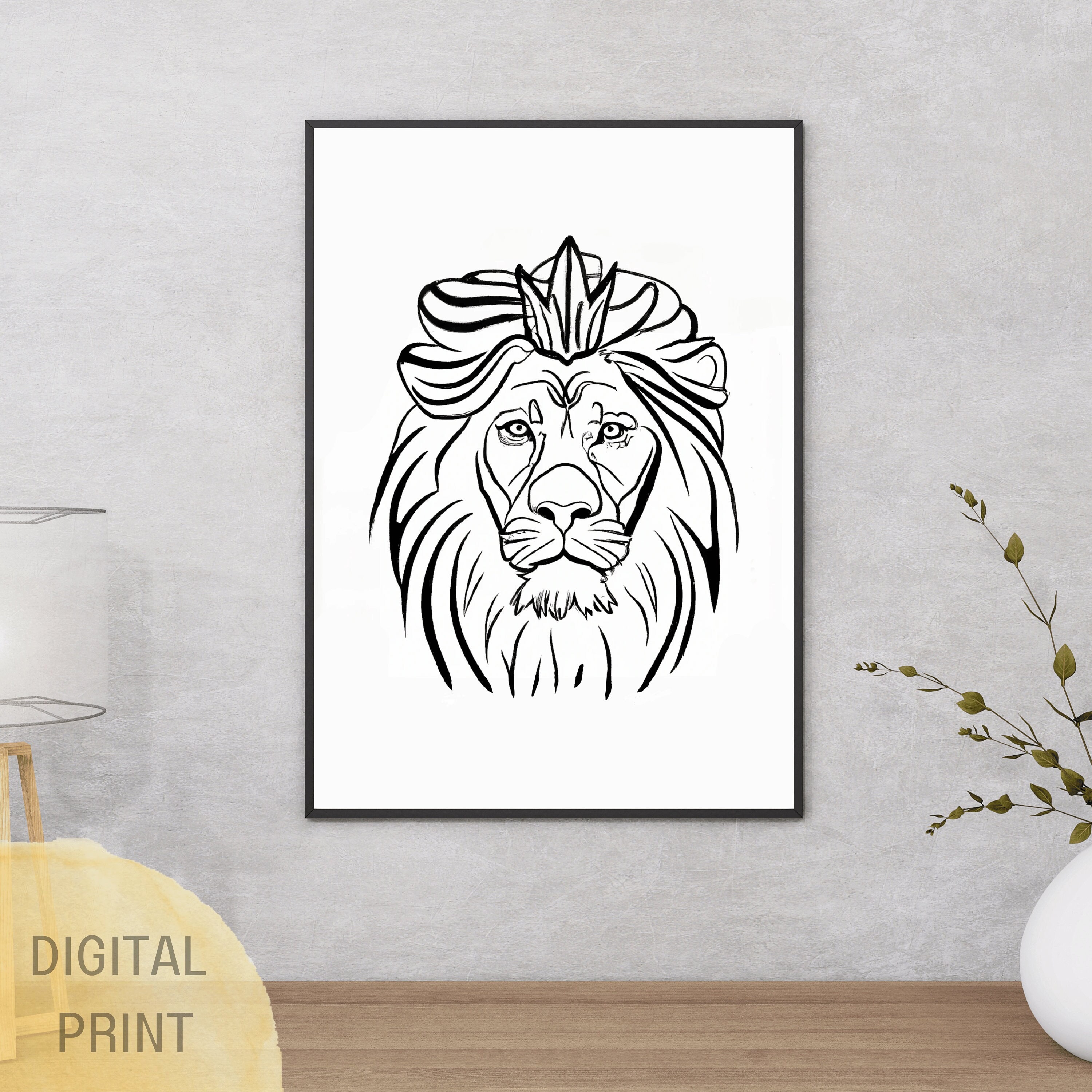 Lion Face Line Drawing