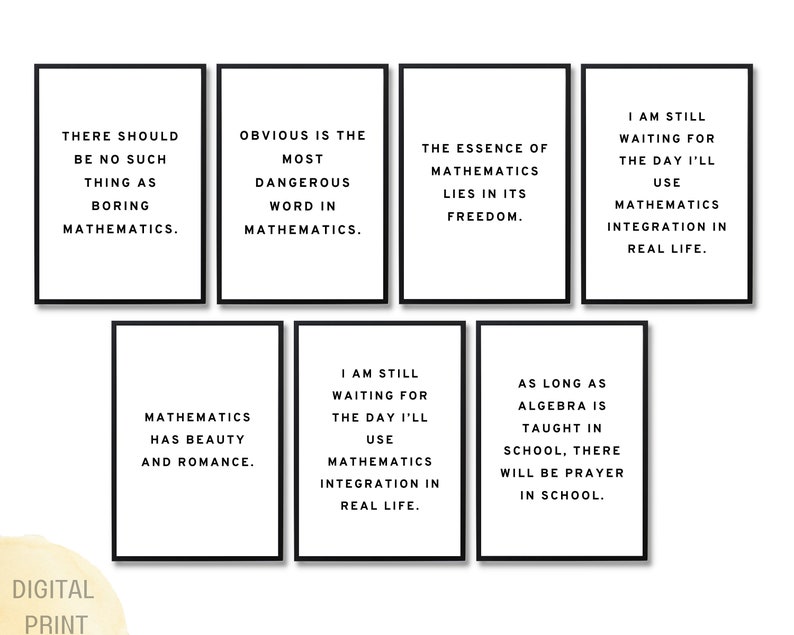 Mathematics Quotes Art Bundle, STEM Classroom Wall Decor Prints, Math ...