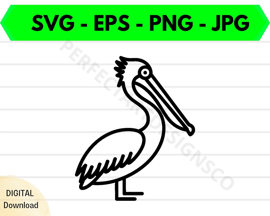 Pelican Outline Svg, Pelican Clipart, Pelican Svg for Shirt, Svg File ...