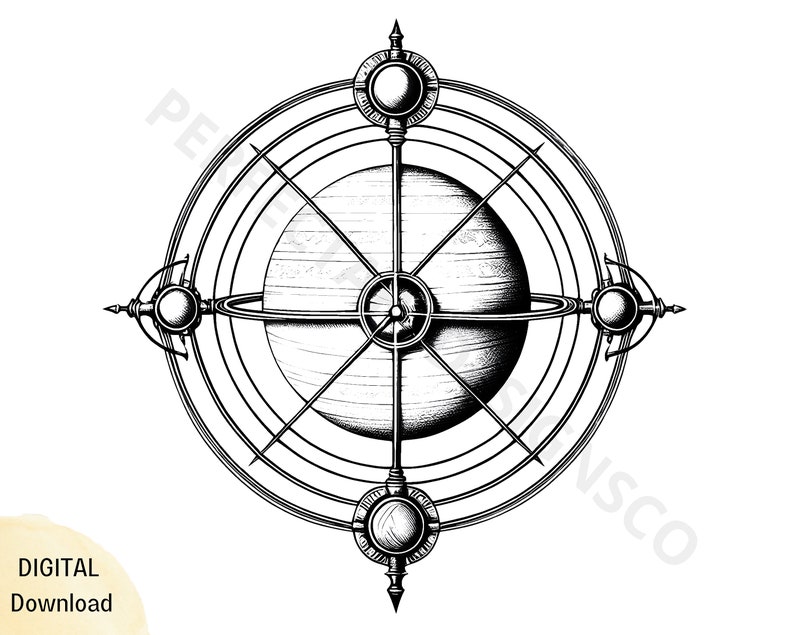 Armillary Sphere Vector Illustration Tattoo Svg, Armillary Sphere Shirt ...