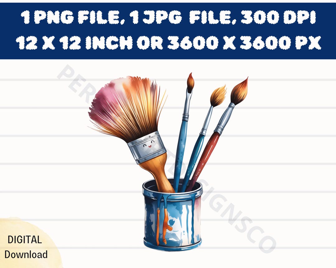 Cute Paint Brush Watercolor Clipart, Cute Paint Brush Watercolor Png ...