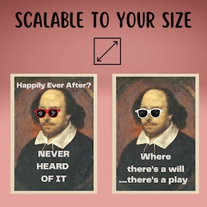 Funny Shakespeare English Poster Set Bundle of 6, Funny English ...