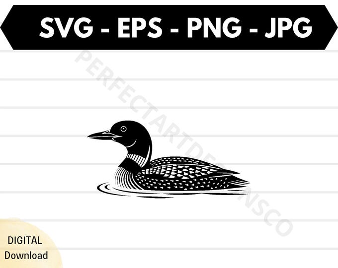 Simple Loon Bird in Water Svg Png Dxf Eps Pdf | Vector Graphic Design ...