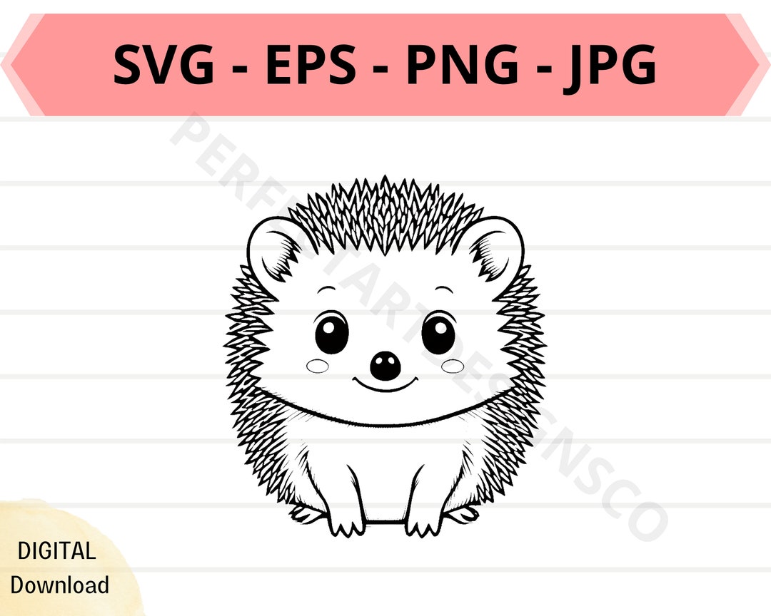 Cute Hedgehog Svg File, Baby Hedgehog Outline Svg, Hedgehog Clipart Svg ...