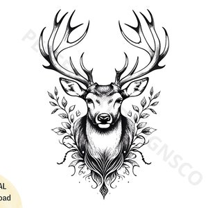 Stag Vector Image Clipart, Stag Svg Stag Cutting File Cricut Silhouette ...