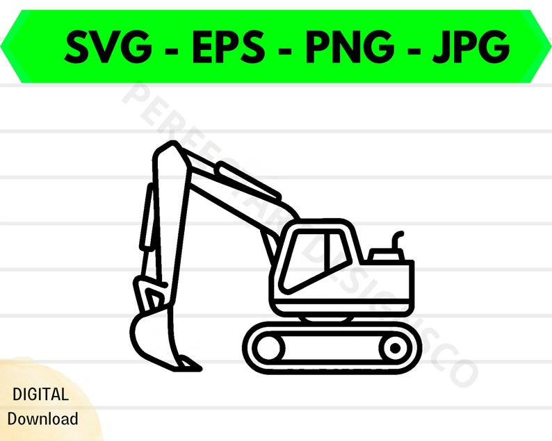 Excavator Outline Svg, Excavator Cricut Cutfile, Excavator Shirt Design ...