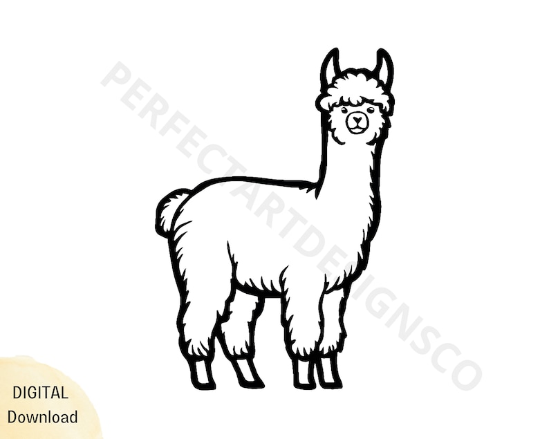 Alpaca Outline Svg, Alpaca Clipart, Alpaca Svg for Shirt, Svg File for ...