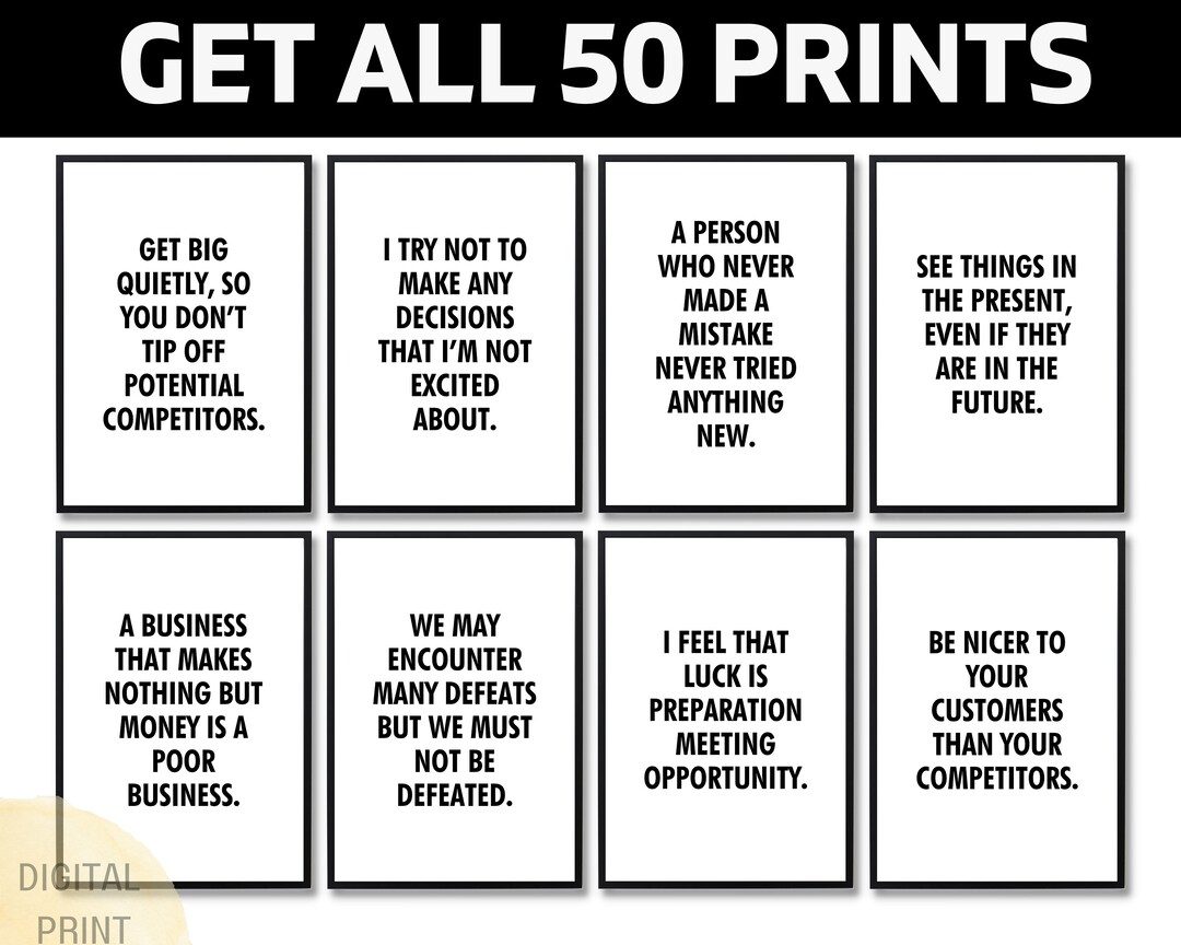 Entrepreneur Motivational Business Quotes Printable Wall Art - Etsy