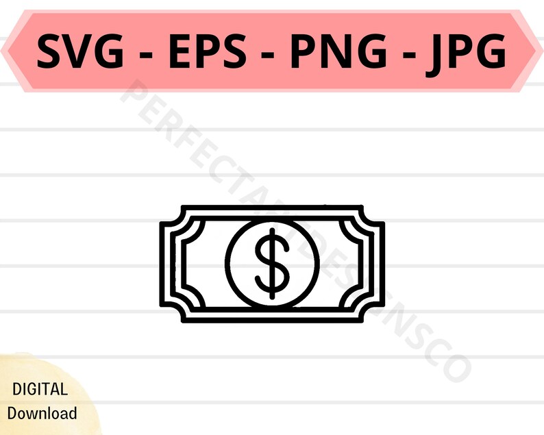 Fancy Dollar Icon Svg Cut File for Cricut, Silhouette, Fancy Dollar ...