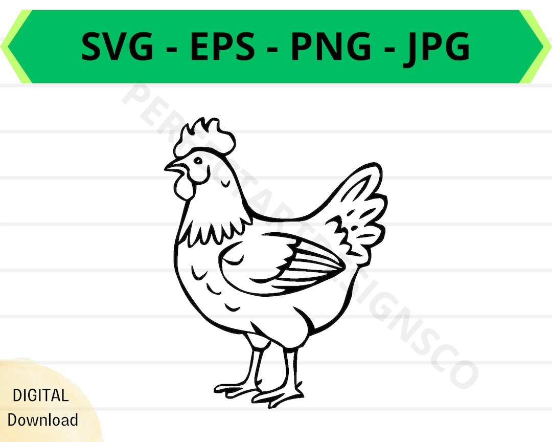 Chicken Outline Svg, Chicken Clipart, Chicken Svg for Shirt, Svg File ...