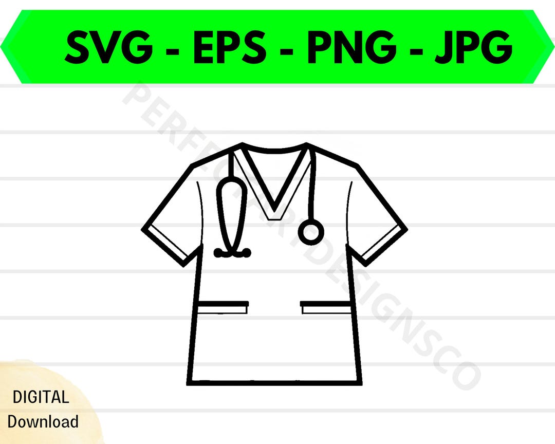 Medical Scrubs Outline Svg File, Medical Scrubs Cutting Svg File for ...