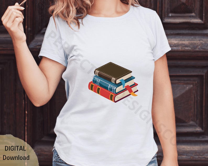 Bookstack Svg File for Cricut, Silhouette, Bookstack Clip Art, Bookstack Shirt Design, Bookstack ...