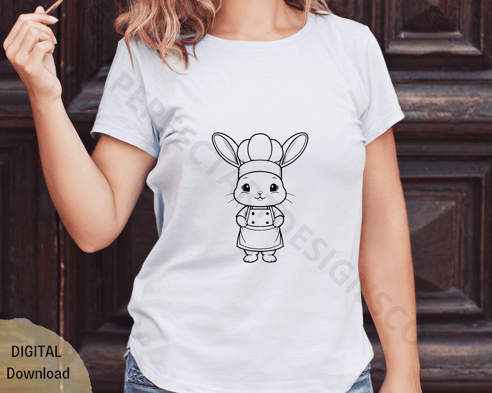 Cute Bunny Svg, Cricut, Silhouette, Bunny Dressed as Chef Bunny Shirt ...