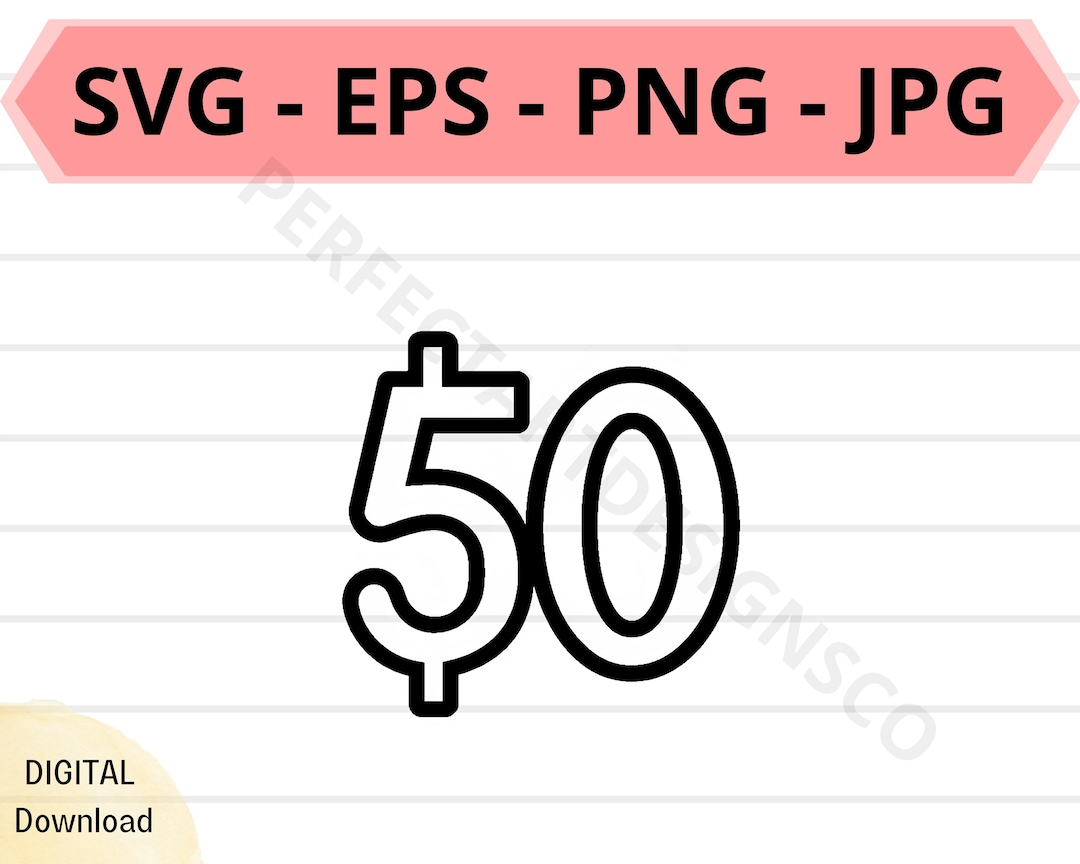 50 Cents Symbol Svg Cutfile, 50 Cents Sign, 50 Cents Icon, 50 Cents ...