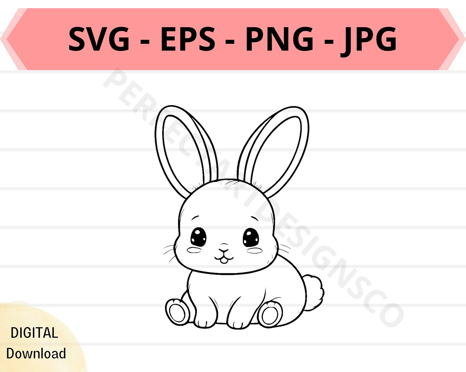 Cute Bunny Svg File, Baby Bunny Outline Svg, Bunny Clipart Svg, Bunny ...