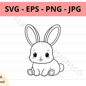 Cute Bunny Svg File, Baby Bunny Outline Svg, Bunny Clipart Svg, Bunny ...
