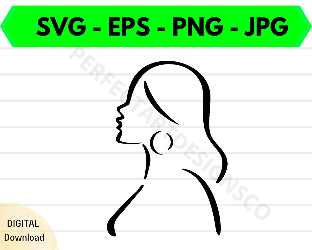 Profile Woman Outline Svg File, Profile Woman Cutting Svg File for ...
