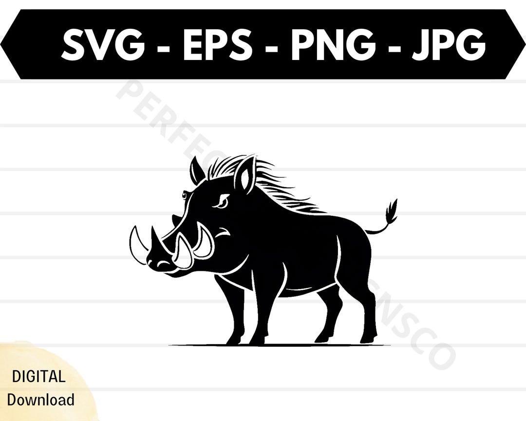 Warthog Silhouette Svg File, Warthog Outline Clipart Svg, Warthog Cutting Svg File for Cricut ...