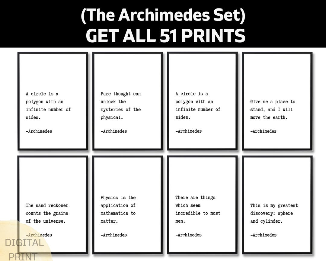 51 Archimedes Quotes, Printable Wall Art, Ancient Greek Mathematician ...