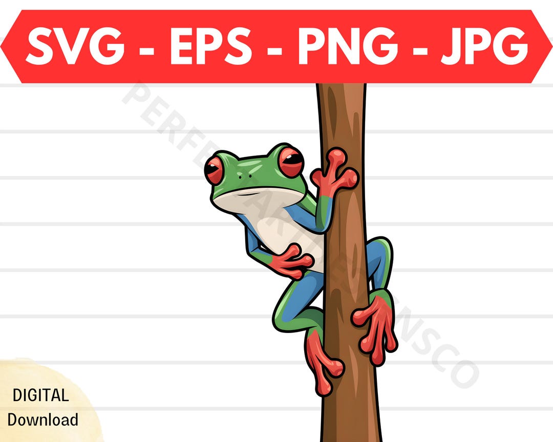 Climbing Tree Frog Svg, Climbing Tree Frog Clipart, Tree Frog Svg for ...