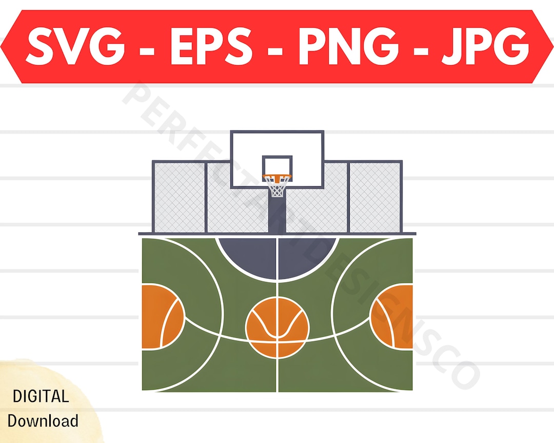 Basketball Court Svg File for Cricut, Silhouette, Basketball Court Clip ...