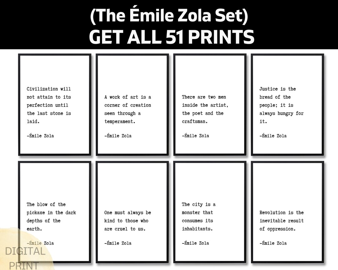 51 Émile Zola Quotes, Printable Wall Art, French Naturalist Writer ...