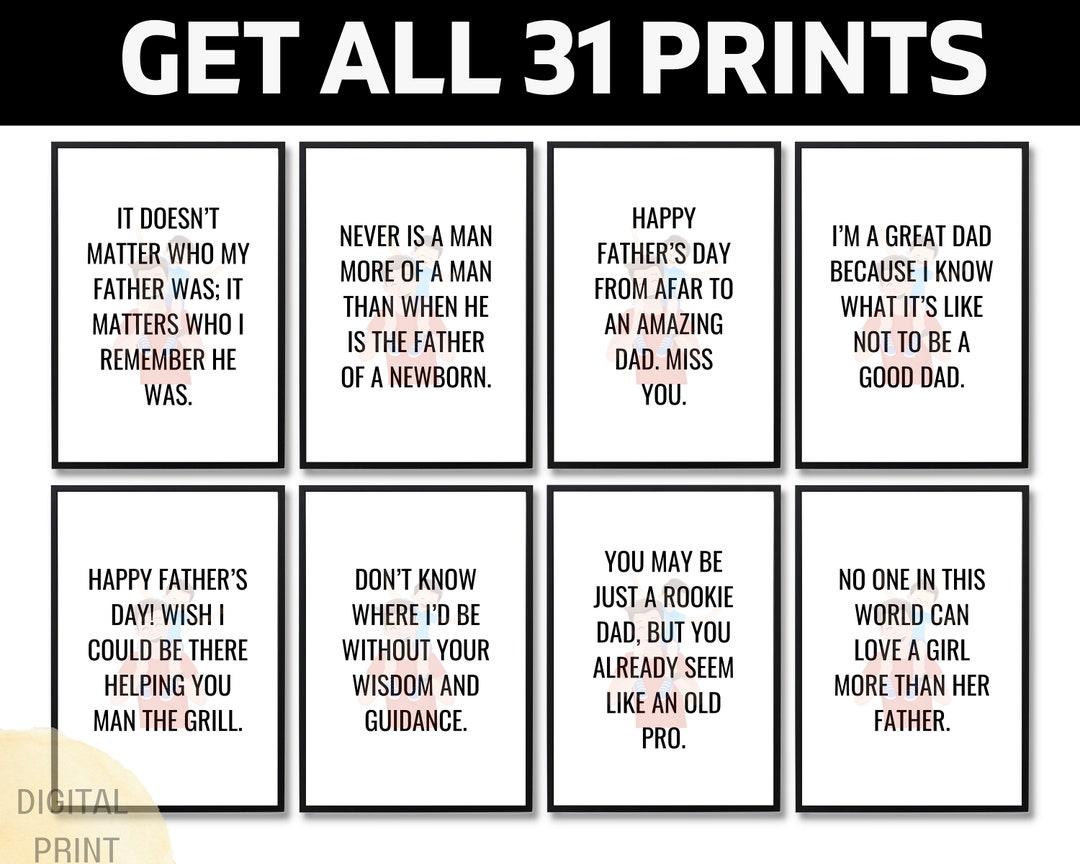 Father's Day Quotes Printable Posters Wall Decor Set of - Etsy UK