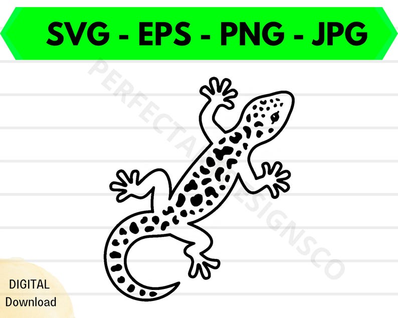 Leopard Gecko Outline Svg File, Leopard Gecko Cutting Svg File for ...