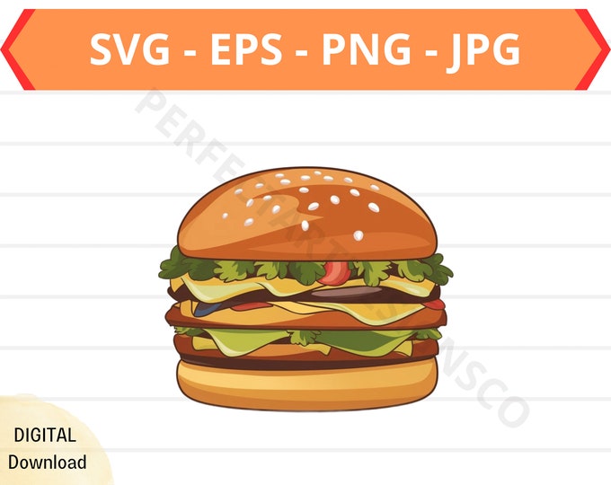 Burger Svg, Burger Silhouette, Burger Picture, Burger, Food Svg, Vector ...