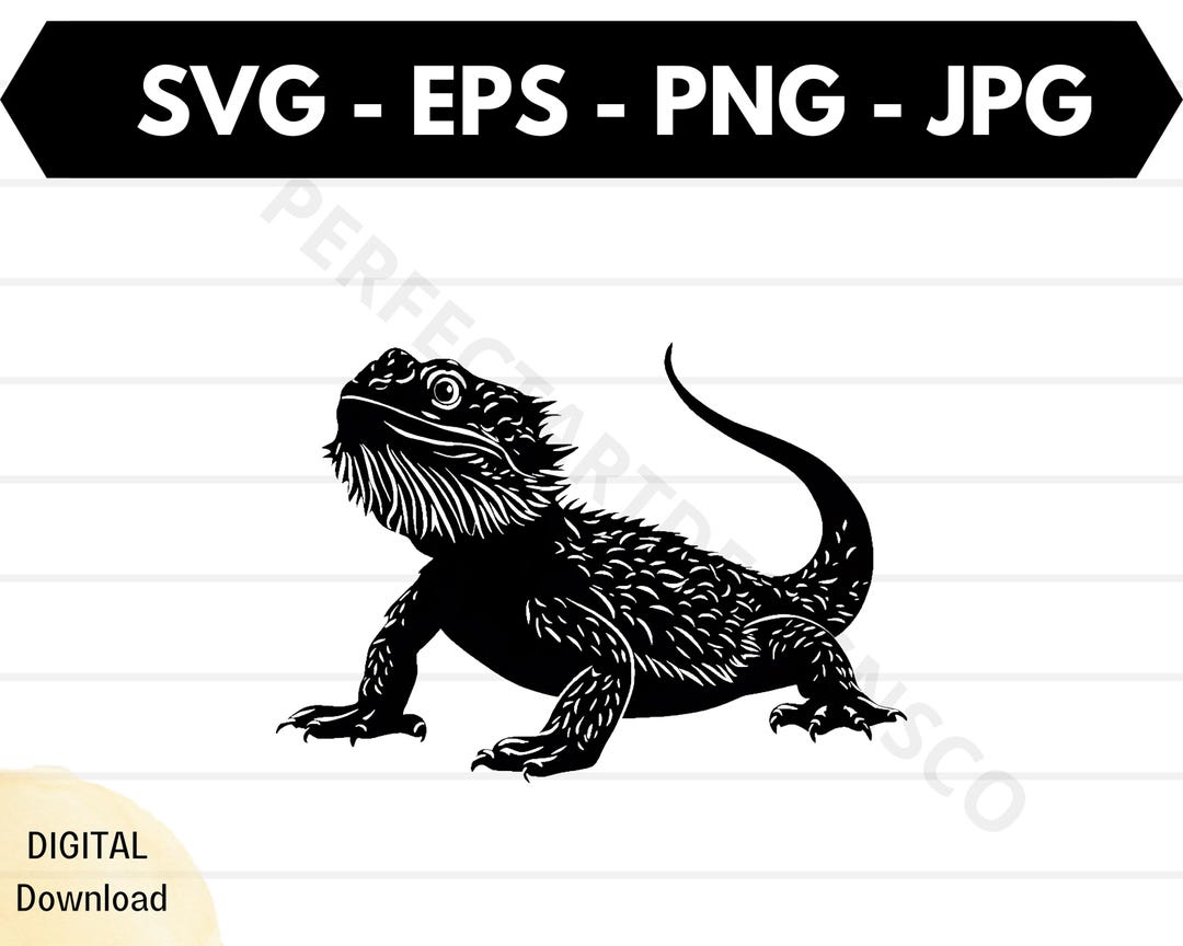 Bearded Dragon Silhouette Svg File Bearded Dragon Cutting Svg File For