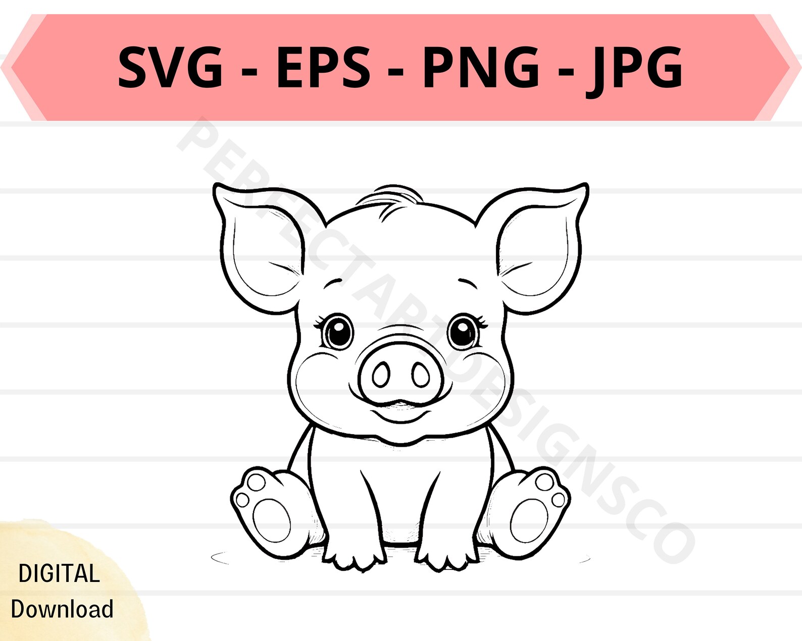 Cute Pig Svg File, Baby Pig Outline Svg, Pig Clipart Svg, Pig Svg Cut ...