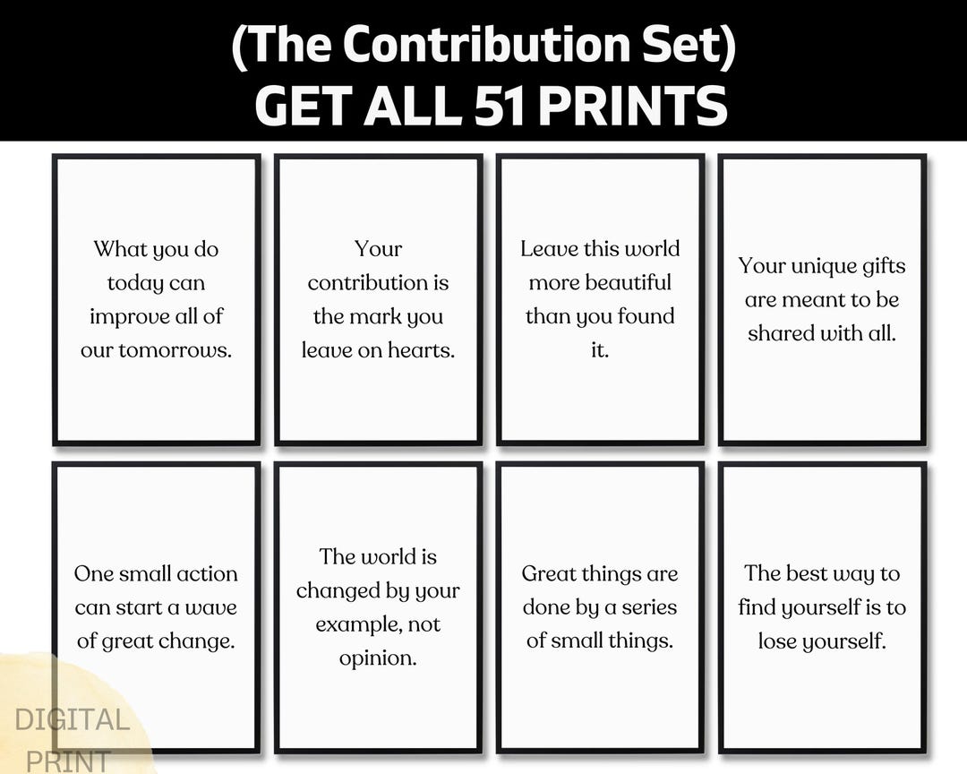 51 Contribution Quotes Print Set, Teamwork Wall Art, Office Decor, Make ...