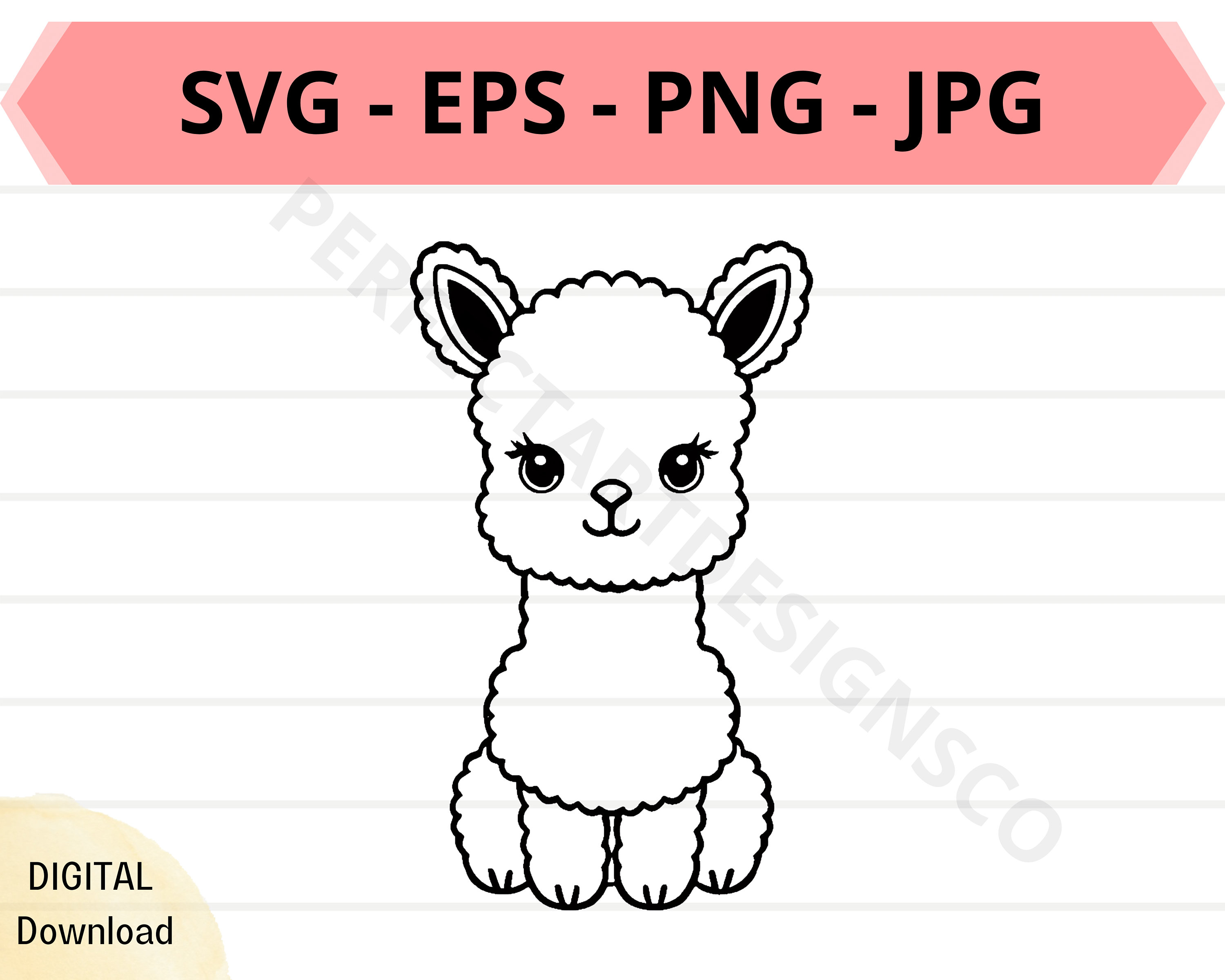 Cute Alpaca Svg File, Baby Alpaca Outline Svg, Alpaca Clipart Svg ...