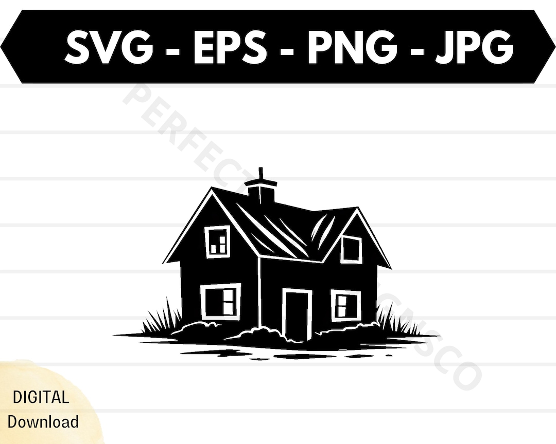 Abandoned Farmhouse Silhouette Svg File, Farmhouse Outline Clipart Svg ...