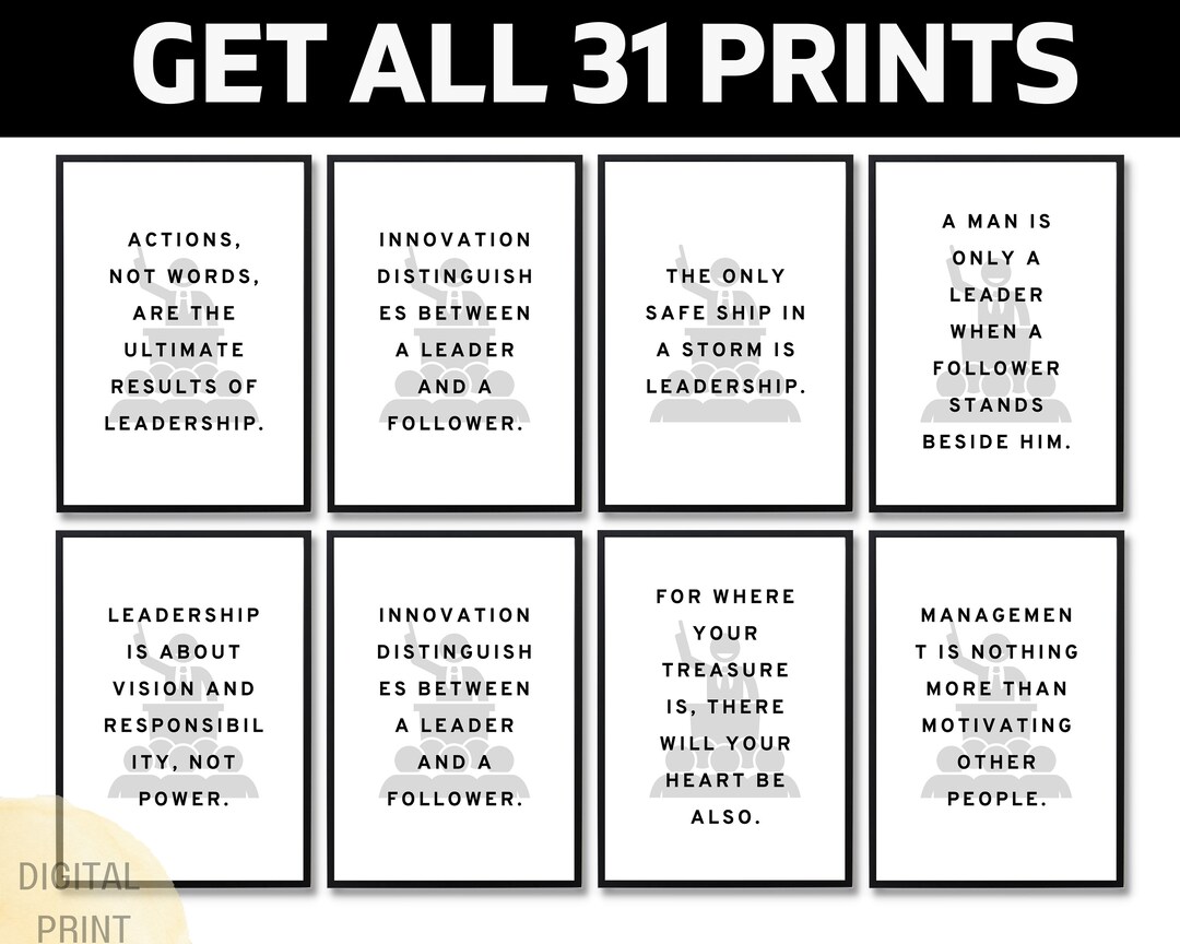 Leadership Quotes, Set of 31 Prints, Inspirational Leadership Artwork ...