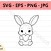 Cute Rabbit Svg File, Baby Rabbit Outline Svg, Rabbit Clipart Svg ...